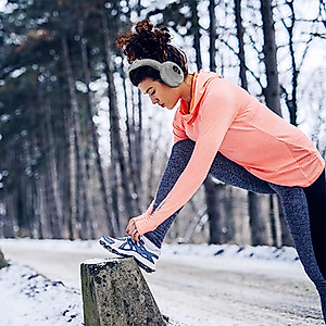 Acuvar Wireless Bluetooth 5.0 Rechargeable Over The Ear Headphone Earmuffs with Extra Soft and Warm Fabric, Microphone, Powerful Surround Stereo Bass and Passive Noise Cancelling (Grey)