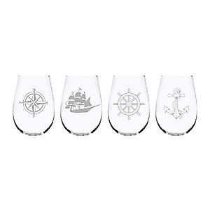 Nautical stemless wine glass (set of 4)