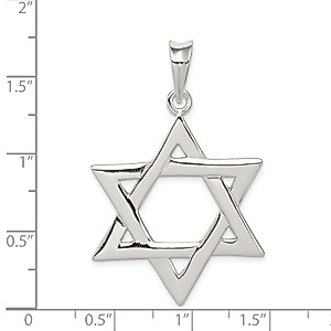 Solid 925 Sterling Silver Star of David Lucky Jewish Pendant Charm - 46mm x 29mm