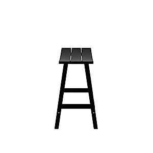 WO Home Furniture Saddle Stool 24"-Inch Adirondack HDPE Backless Patio Kitchen Counter Stool Seat (Black)