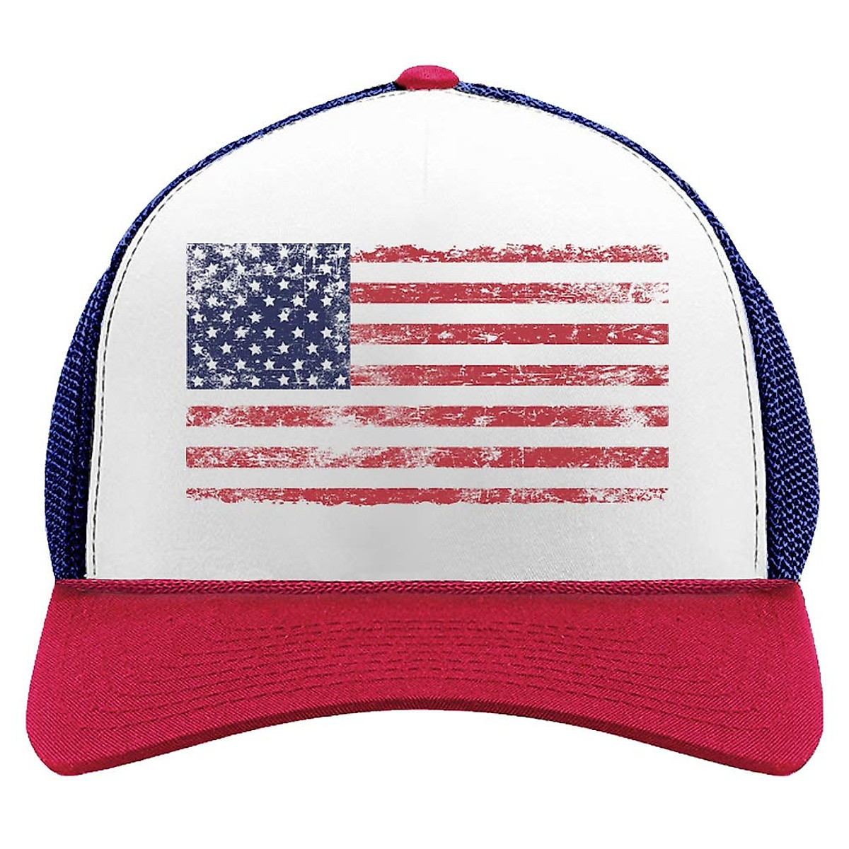 Tstars American Flag Hat 4th of July Trucker Mesh Cap Patriotic Hats for Men Women One Size Blue/White/Red