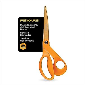 Fiskars 9 Inch Serrated Titanium Nitride Shop Shears (12-96536984),Orange