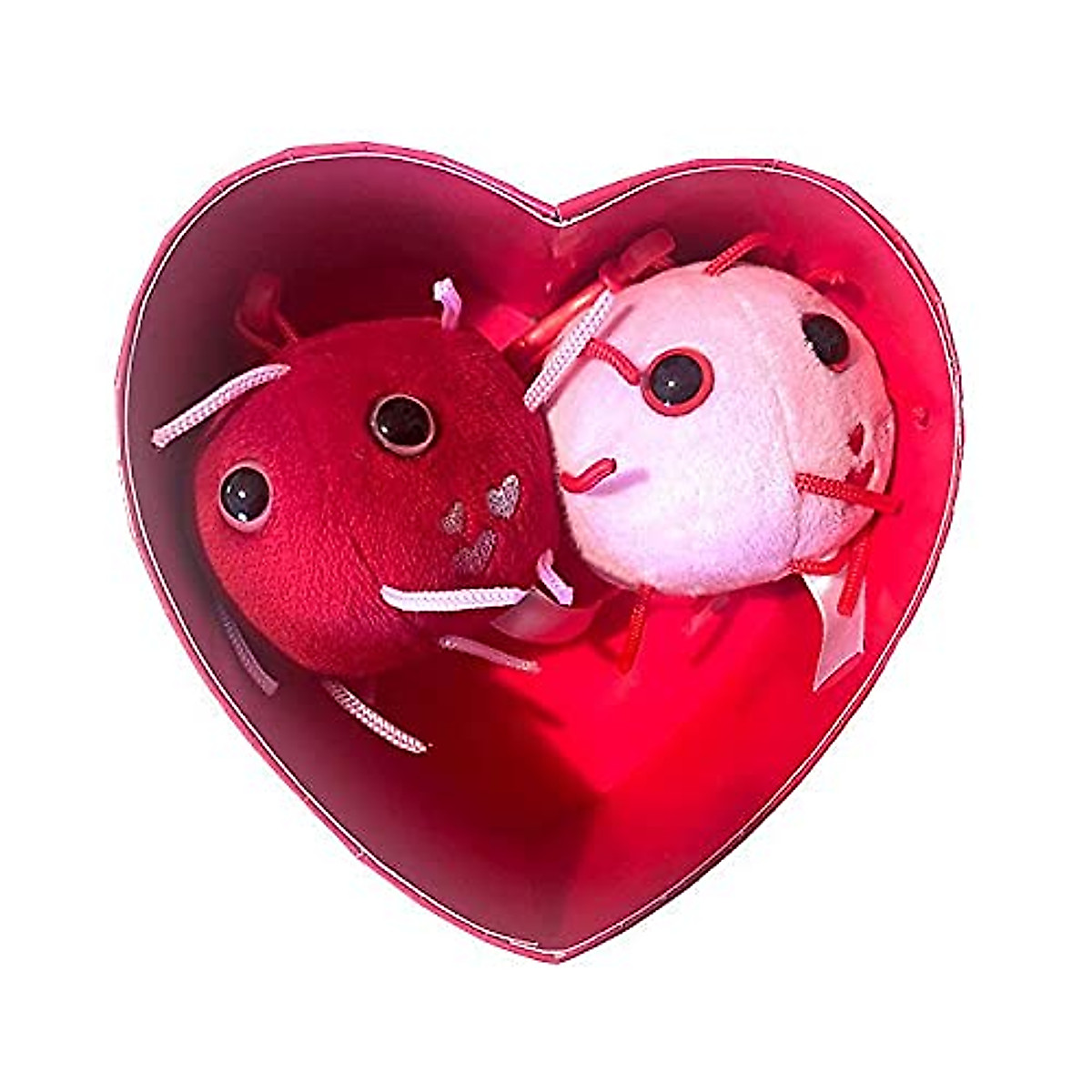 GIANTmicrobes COVID with Love Heart Box - Spread the Love with Adorable Heart Box, Includes two Special Edition Pink and Red COVID Plush Keychains