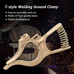 Luckyweld T-style Welding Ground Clamp 300Amp Brass Welder Ground Clamp for Tig Mig MMA Welder