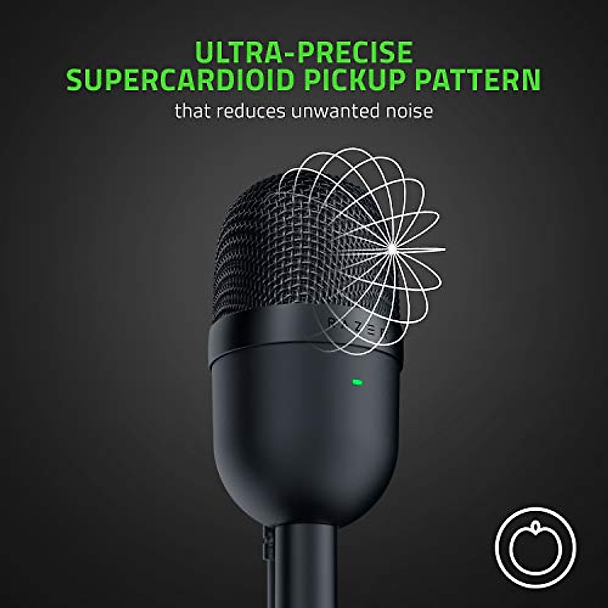 Razer Seiren Mini USB Condenser Microphone: for Streaming and Gaming on PC - Professional Recording Quality - Precise Supercardioid Pickup Pattern - Tilting Stand - Shock Resistant - Classic Black