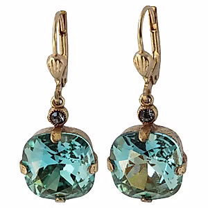Catherine Popesco Goldtone Crystal Round Earrings, Ocean Green 6556G