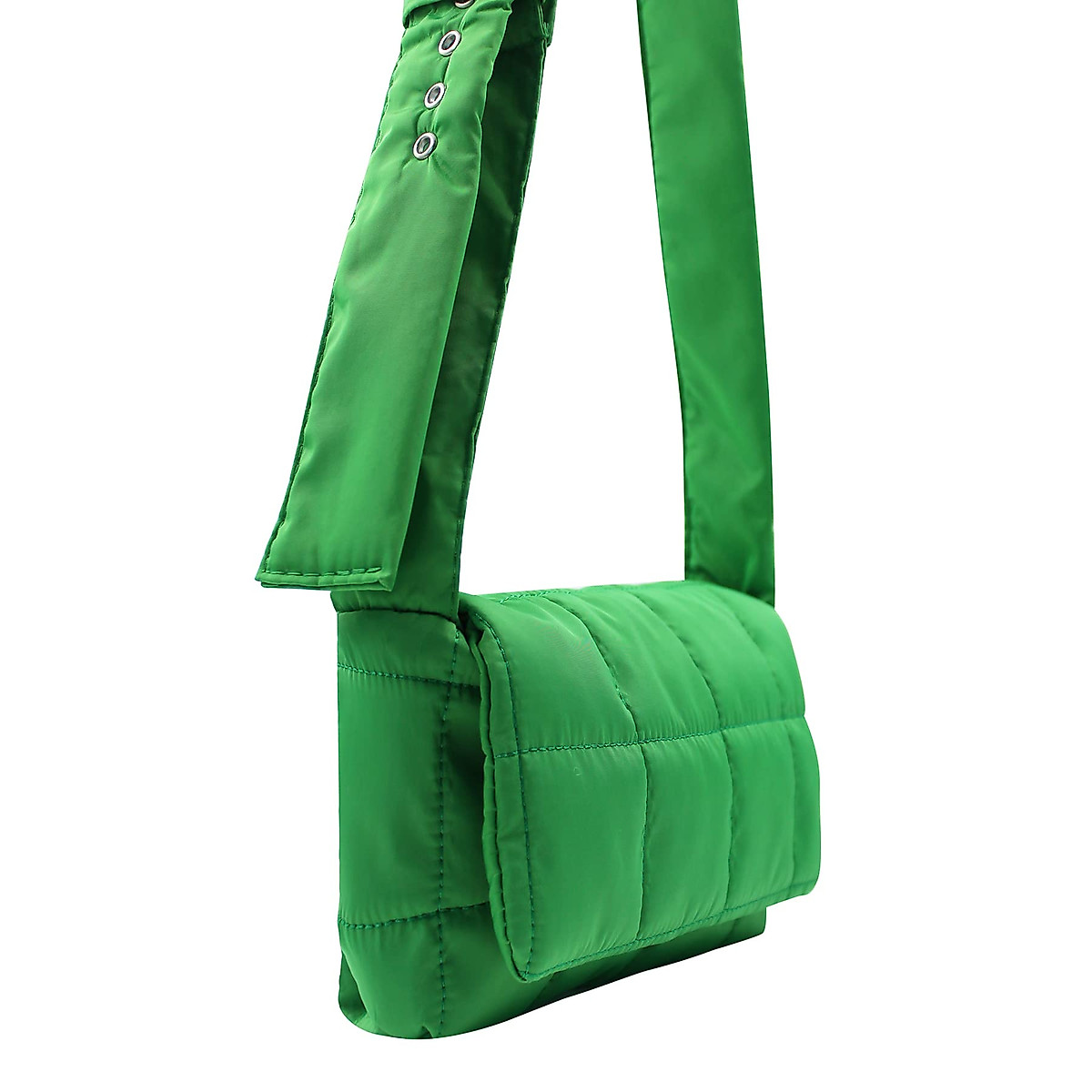 Suillty Women Girls Cloth Down Cotton Padded Shoulder Bag Nylon Quilled Padding Lattice Crossbody Bag Handbags