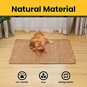 Conlun Cat Scratcher Mat,Natural Sisal Cat Scratch Pad,Horizontal Floor Cat Scratching Pads Rug for Indoor Cats Grinding Claws Nails,Cat Furniture Protector for Couch & Carpets & Sofas