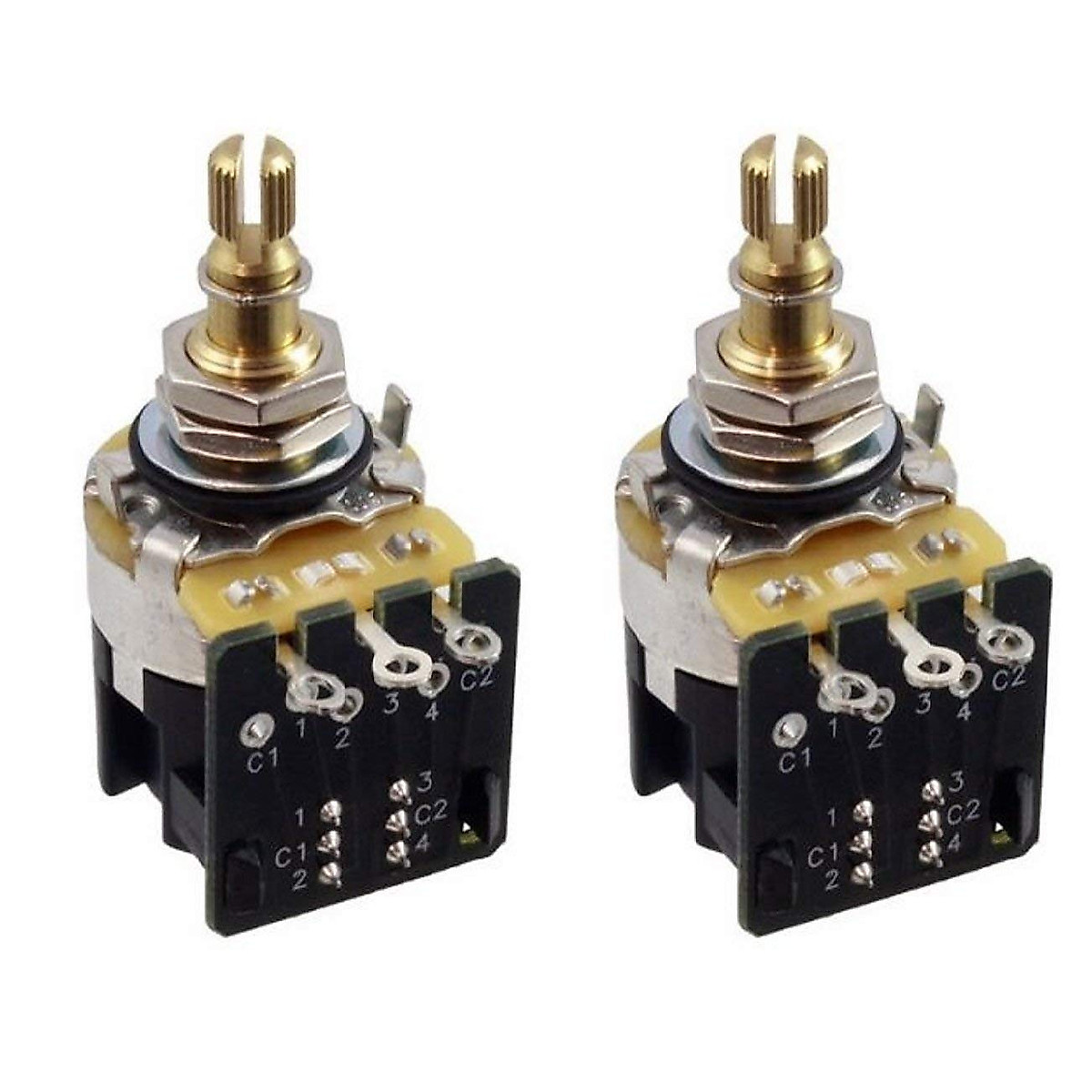 CTS 500K Push Pull Short Shaft Audio Taper Potentiometers - Pair (2X) - Includes Wiring Diagram
