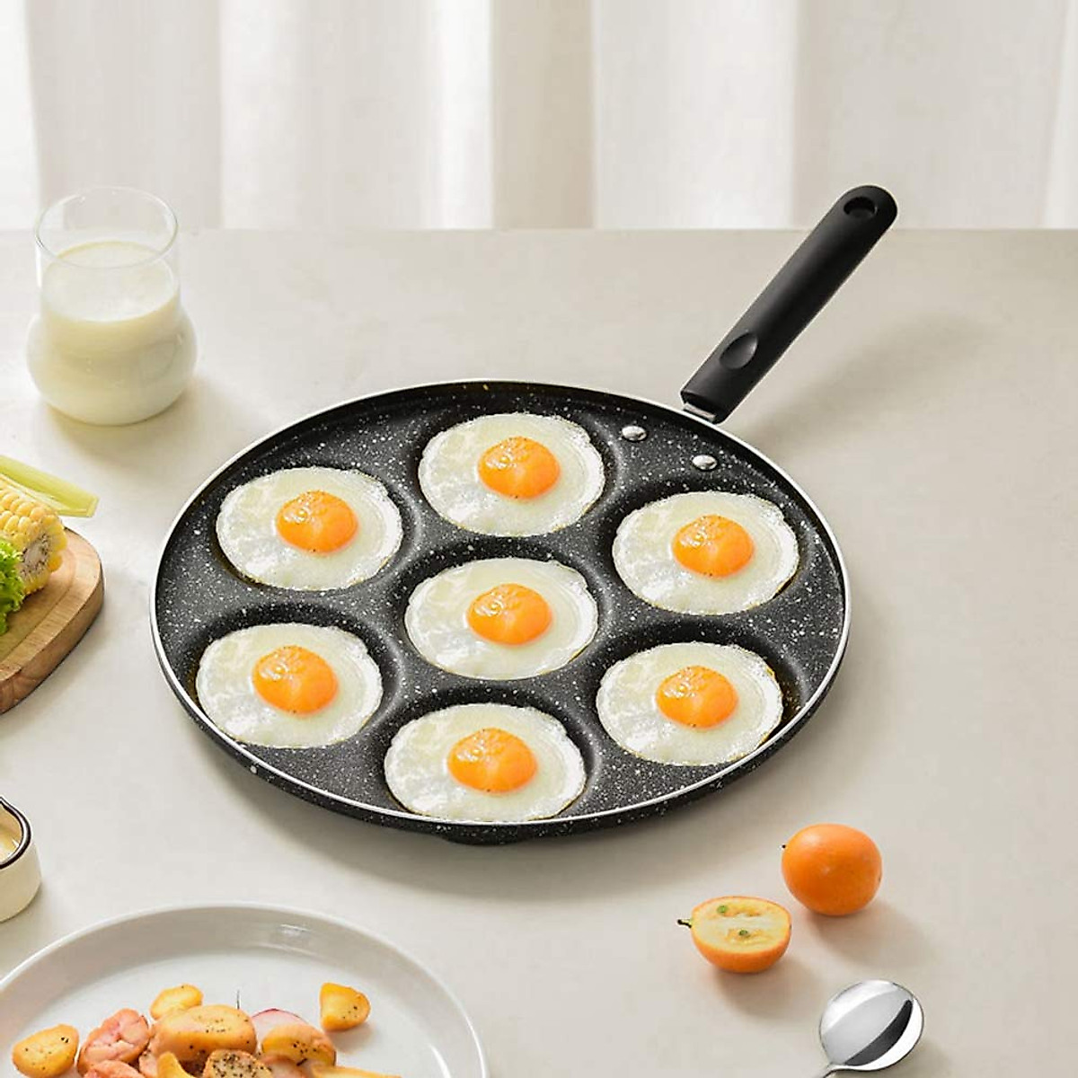 Pancake Pan, 7 Nonstick Multi Egg Frying Pan Kitchen Breakfast Maker Frying Pot Egg Cooker Skillet for Gas Stove and Electric Ceramic Stove, Easy