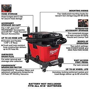 . Milwaukee M18 Fuel 6 Gallon Wet/Dry Vacuum - No Charger, No Battery, Bare Tool Only