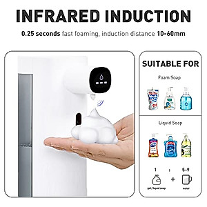 Bertreno Automatic Soap Dispenser, Foaming Soap Dispenser USB Rechargeable Touchless Hand Soap Dispenser with 3 Adjustable Soap Volume for Kitchen Bathroom 300ml