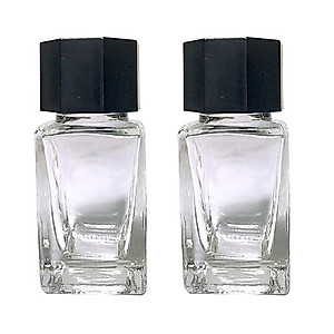 Teensery 2 Pcs 20ml Clear Glass Jars Empty Refillable Ink Vials Containers with Black ABS Plastic Caps for Ink Liquid