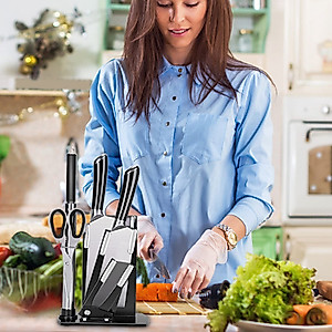 BAERFO Kitchen Knife Block Sets for Stainless Steel (6pcs Kitchen Knife Set with Stand) with Sturdy Knife,Santoku Chef Knife,Utility Knife and Knife Sharpener,Kitchen Scissor that Chef Knives Set