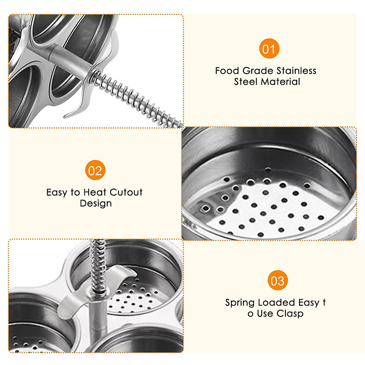 Yunnyp Egg Boiler Egg Poacher Durable Stainless Steel Egg Cups Kitchen Gadget Easy To Use For Poached Eggs Brunch Breakfast