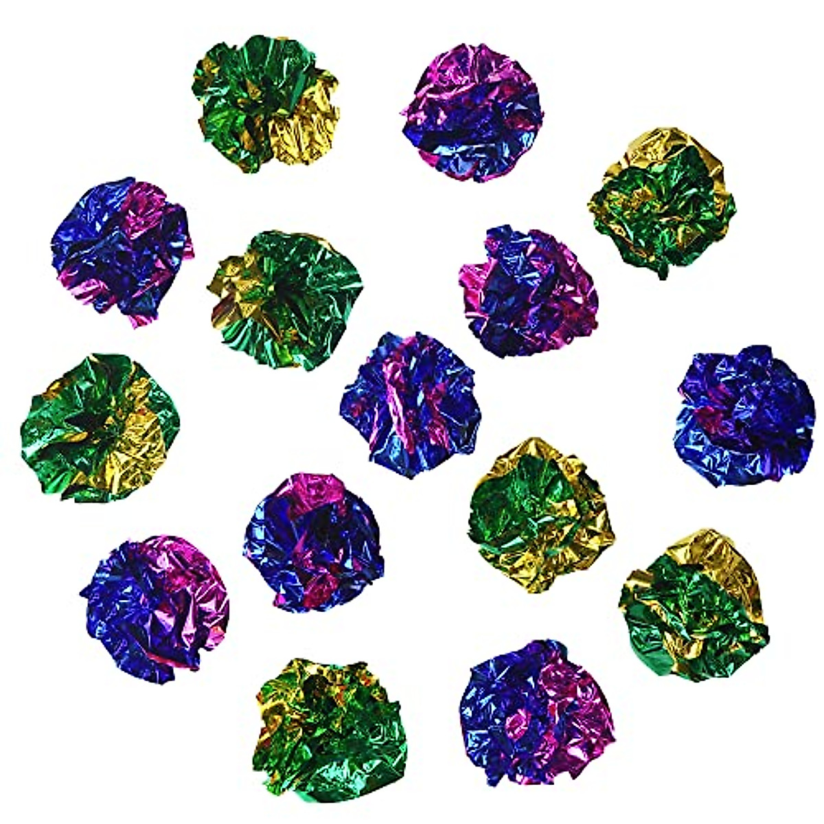 CHIWAVA 45PCS 1.6'' Mylar Balls Cat Toy Shiny Crinkle Ball Kitten Crackle Lightweight Play Assorted Color