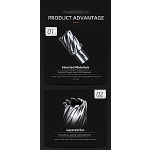 LYXC M2AL HSS Annular Cutter Set 50pcs 3/4'' Weldon Shank 1'' Cutting Depth 1/2" Cutting Diameter for Mag Drill Press