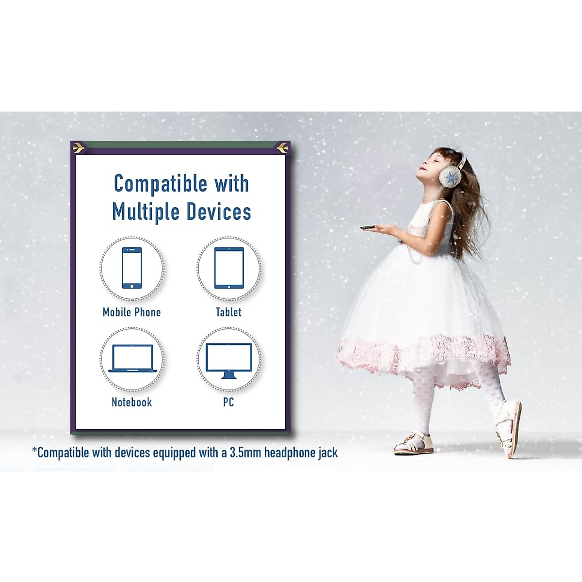 eKids M48 Disney Frozen 2 Kids Headphones Fashion with Built in Microphone, Stream Audio Playback Disney Plus, Adjustable Kids Headband Home Travel