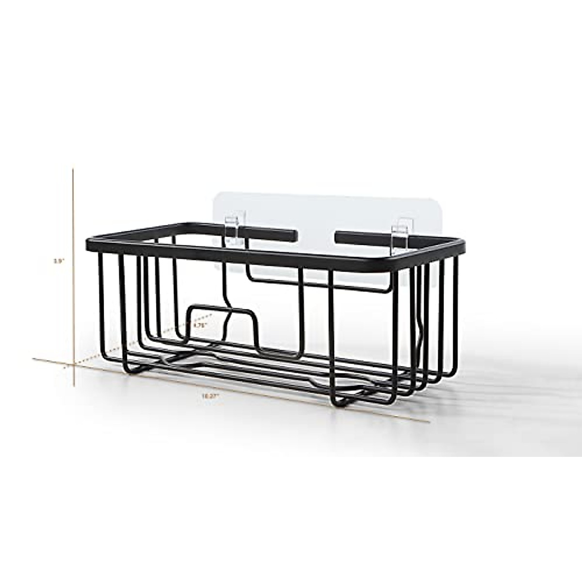 SunnyPoint RustProof Aluminum Wall Mount Shower Caddy Basket Shelf; Adhesive Pad Included (BLACK)