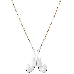 Newest Anti-Lost Airpods Neck Strap Holder Magnetic Gold Leash White Pearl Chain Necklace Gifts for Women Lady Girl, 72cm