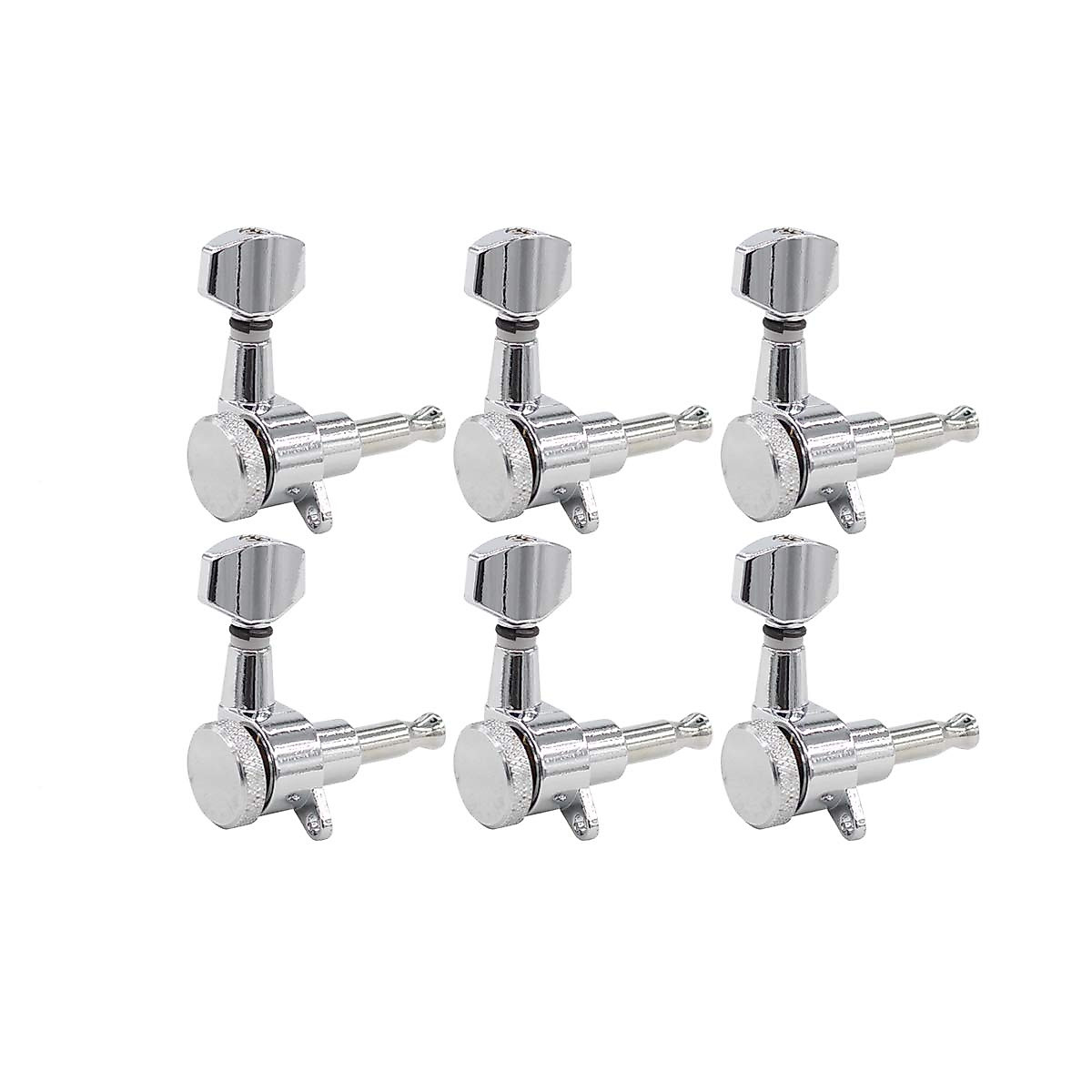 6R Inline Chrome Guitar Locking Tuners Tuning Pegs Keys Machine Heads Right Hand for Fender Stratocaster Telecaster Style Electric Guitar Chrome
