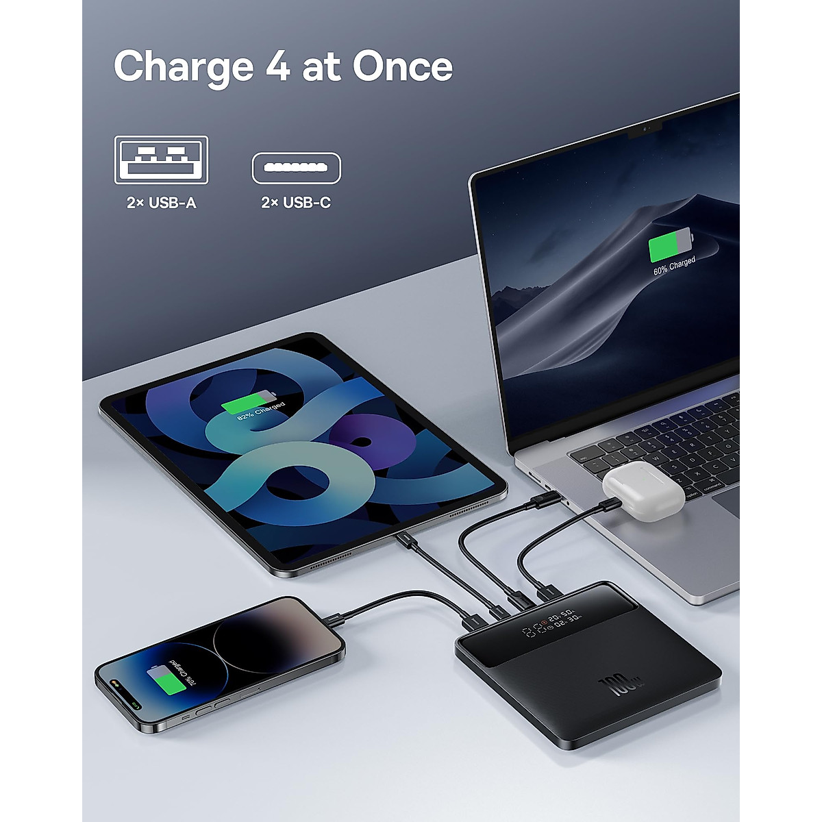 Baseus Power Bank, 20000mAh 100W PD Fast Charging Portable Charger with Digital Display, Blade HD (High Density Version) Laptop Battery Bank for ROG Ally, Steam Deck, MacBook, iPad, iPhone, Samsung