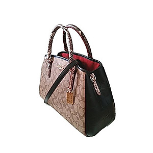 COACH 38380 Signature Exotic Mix SM Margot Crossbody Satchel KHAKI/BLACK