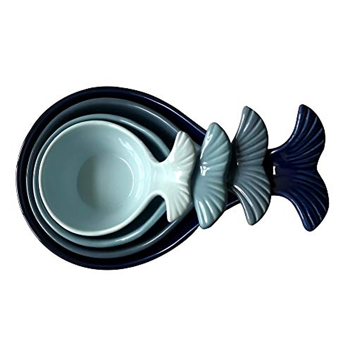 AFYBL Porcelain Ceramic Whale Shaped Bowls Ramekins Set/Stackable White Dipping Bowls with Handle for Fruit, Salad, Candy, Nut, and Snack Set of 3 (whale bowl)