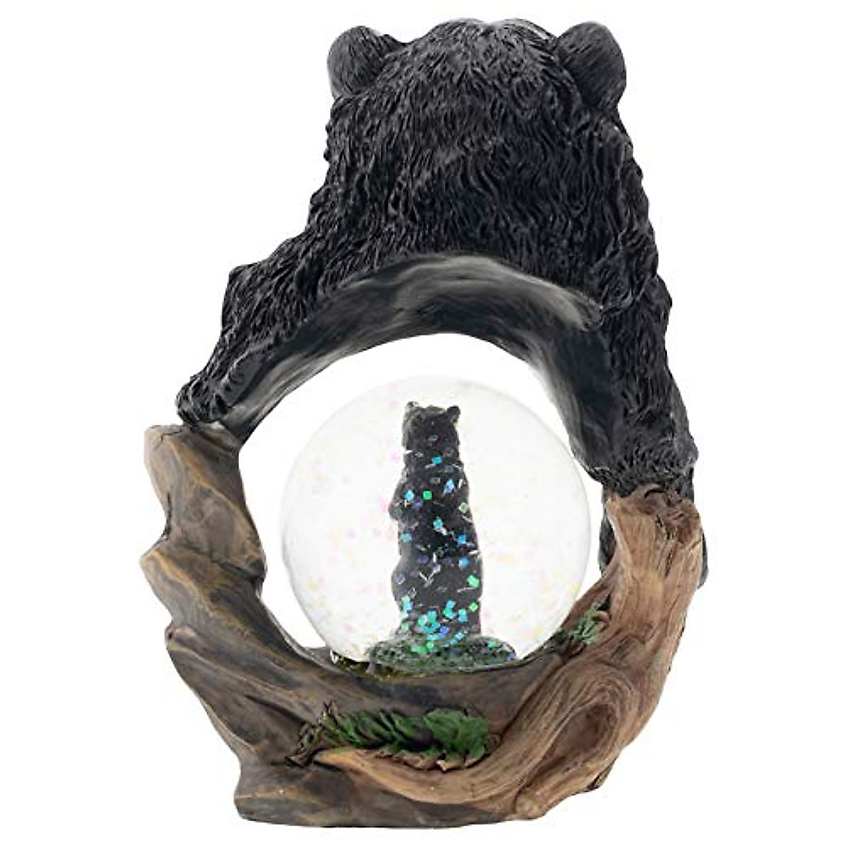 Protective Black Bear and Cub Figurine 45MM Glitter Snow Globe Decoration