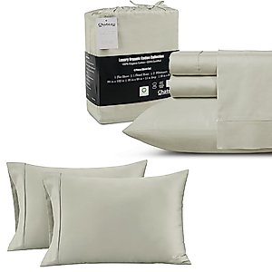 100% Organic Cotton Twin Sheet Set & Standard Pillowcases Set of 2 Combo- 300 Thread Count Long Staple Cotton Sheets,3 Pc Twin Size Sheets & Standard Pillowcases, Sateen Sheets, Breathable - Sage