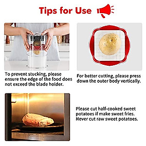 French Fry Cutter, Professional Home Style Potato Cutter Fry Cutter Onion Chopper Apple Slicer Corer Great for Potatoes Carrots Cucumbers 2 Blades