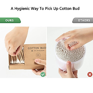 Kiemeu Bamboo Qtips Cotton Swabs With Wooden Sticks Q Tips For Ears Swabs 400 Count Bamboo Cotton Buds