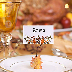 SICOHOME Fall Harvest Place Cards - 50 Packs Thanksgiving Name Cards for Table Setting Small Paper Tent Cards Pumpkin Table Place Cards Wedding