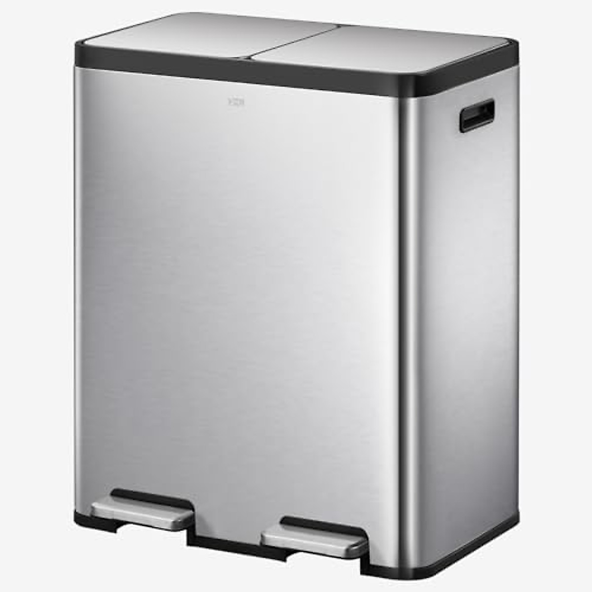 EKO EcoCasa 30L+30L Dual Trash Can with Recycle Bin, Stainless Steel Independent Pedals and Lids, 2 x 8 Gal Trashcans for Kitchen, Soft Close, Fingerprint Resistant