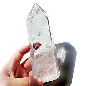 Big Natural Crystal Large Clear Quartz Point Lemurian Seed Crystal Healing Obelisk Home Decor (6-7inch)