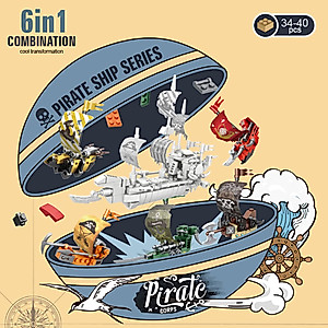 12 Pirate Ship Toys - 12 Prefilled Easter Egg Blocks with Boat Toys, This is a Kid's Party Egg Cup, Toy Boat and Easter Party Favor for Boys and Girls Ages 3+