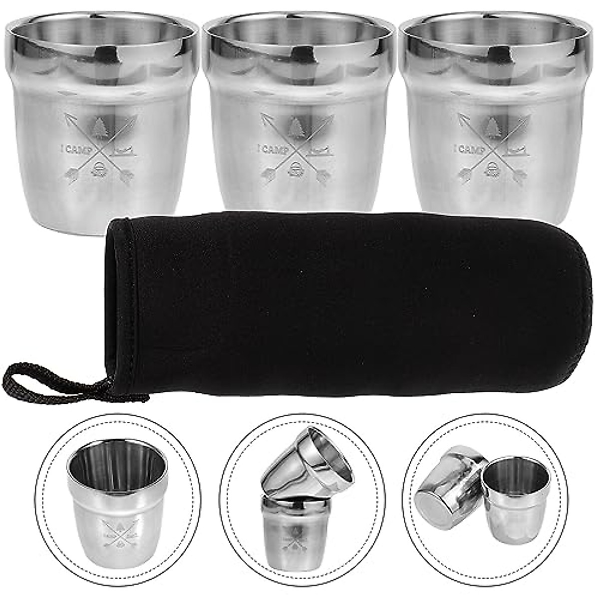 Kisangel 1 Set Travel Coffee Mug Coffee Mugs Espresso Cups Stainless Steel Water Cup Stainless Wine Glass Metal Cup Stainless Steel Coffee Tumbler Stainless Steel Cups Outdoor Beer Mug