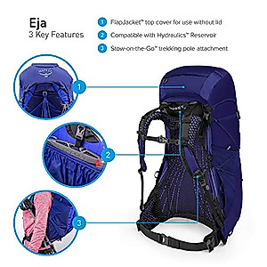 Osprey Packs Eja 58 Women's Backpacking Pack, Equinox Blue, Medium