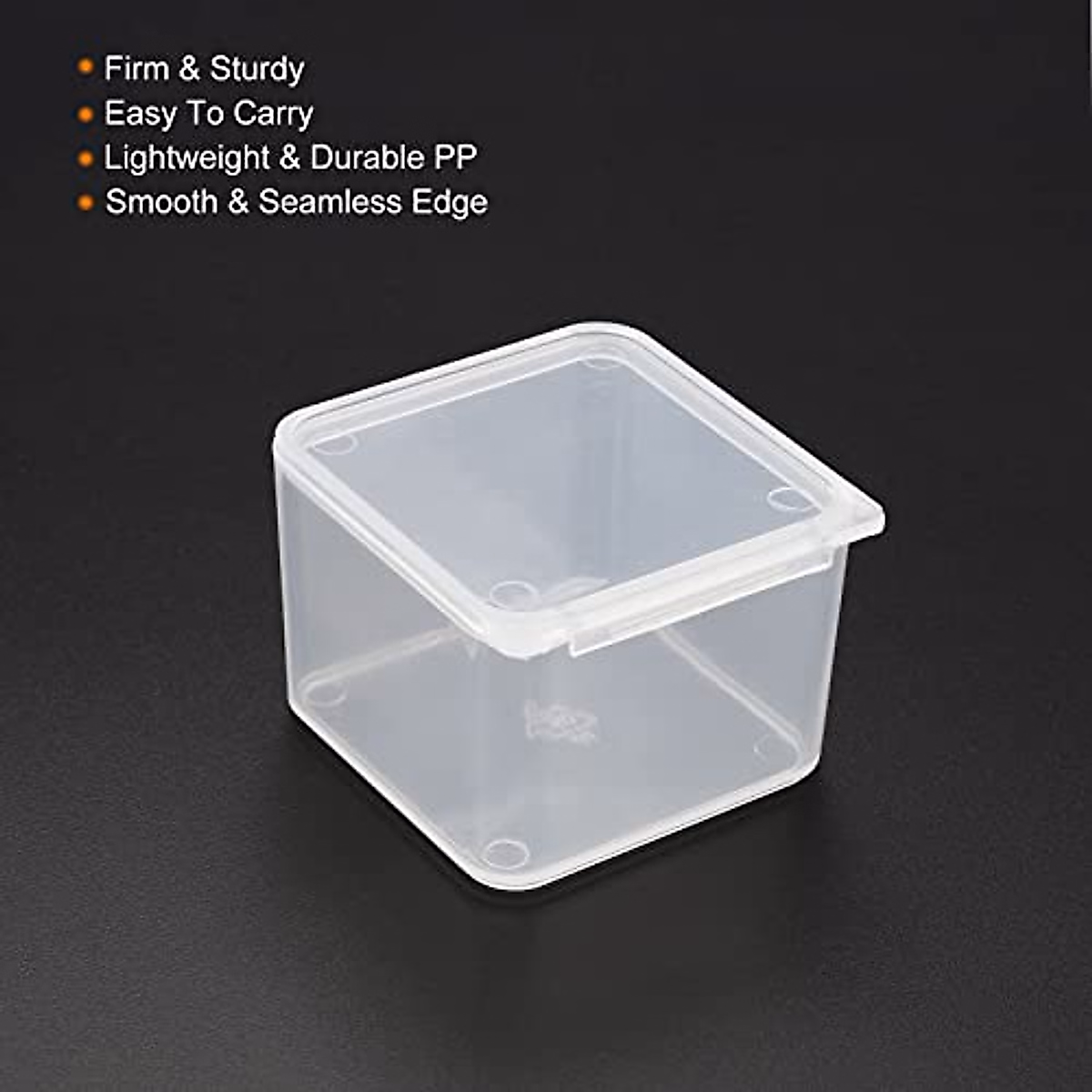 PATIKIL Clear Storage Container with Hinged Lid 40x28mm, 12 Pack Plastic Square Box for Beads Art Craft