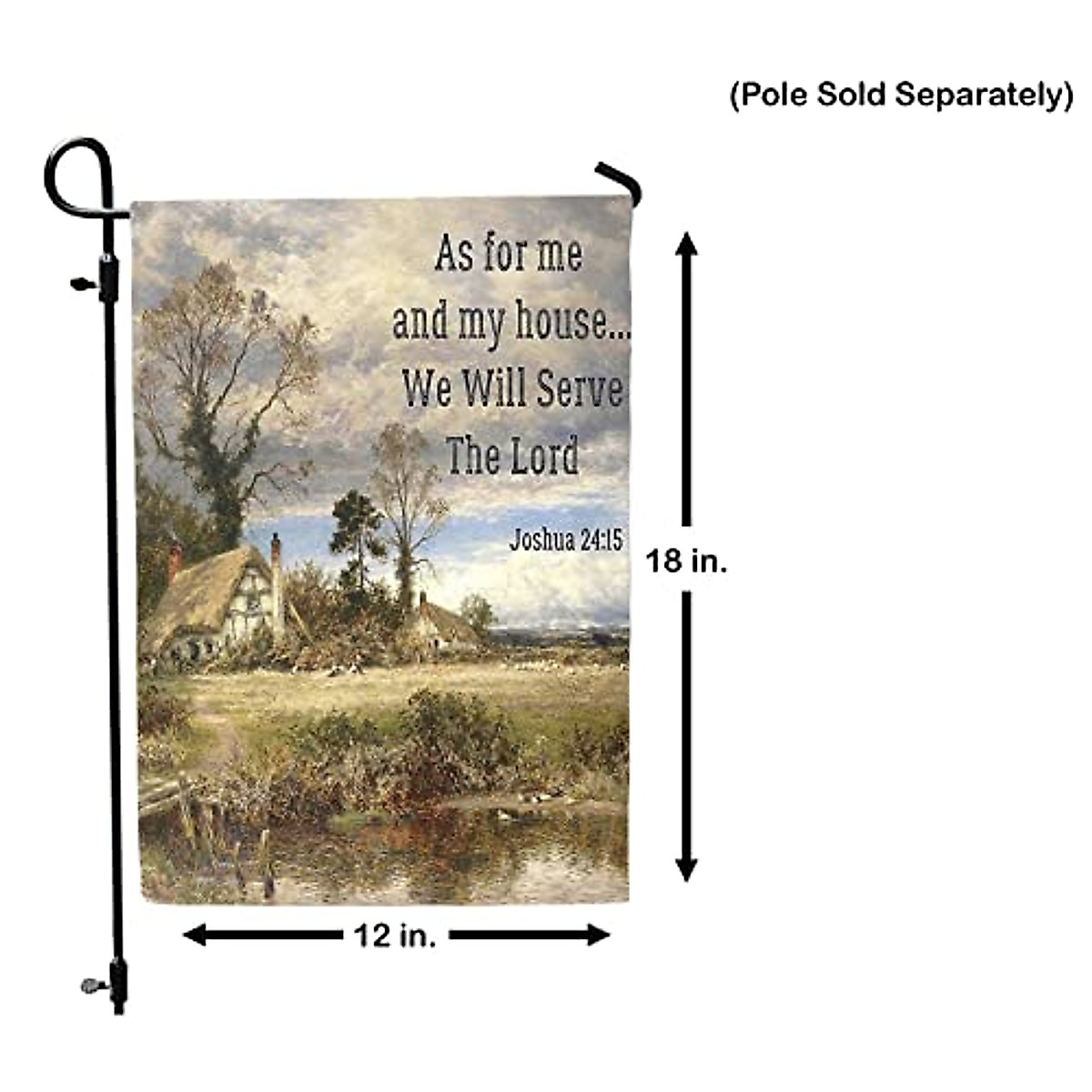 Double Sided Religious Garden Flag - As For Me And My House - We Will Serve The Lord - Inspirational Bible Verse Joshua 24:15 - Decorative Outdoor Christian Faith Flags - Yard Decor by Jolly Jon