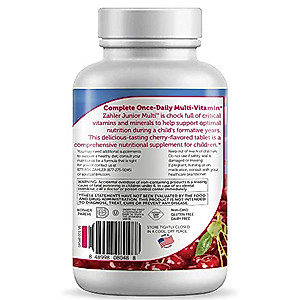 Zahler Junior Multi, Complete Once-Daily Multi-Vitamin, Natural Cherry, 180 Chewable Tablets