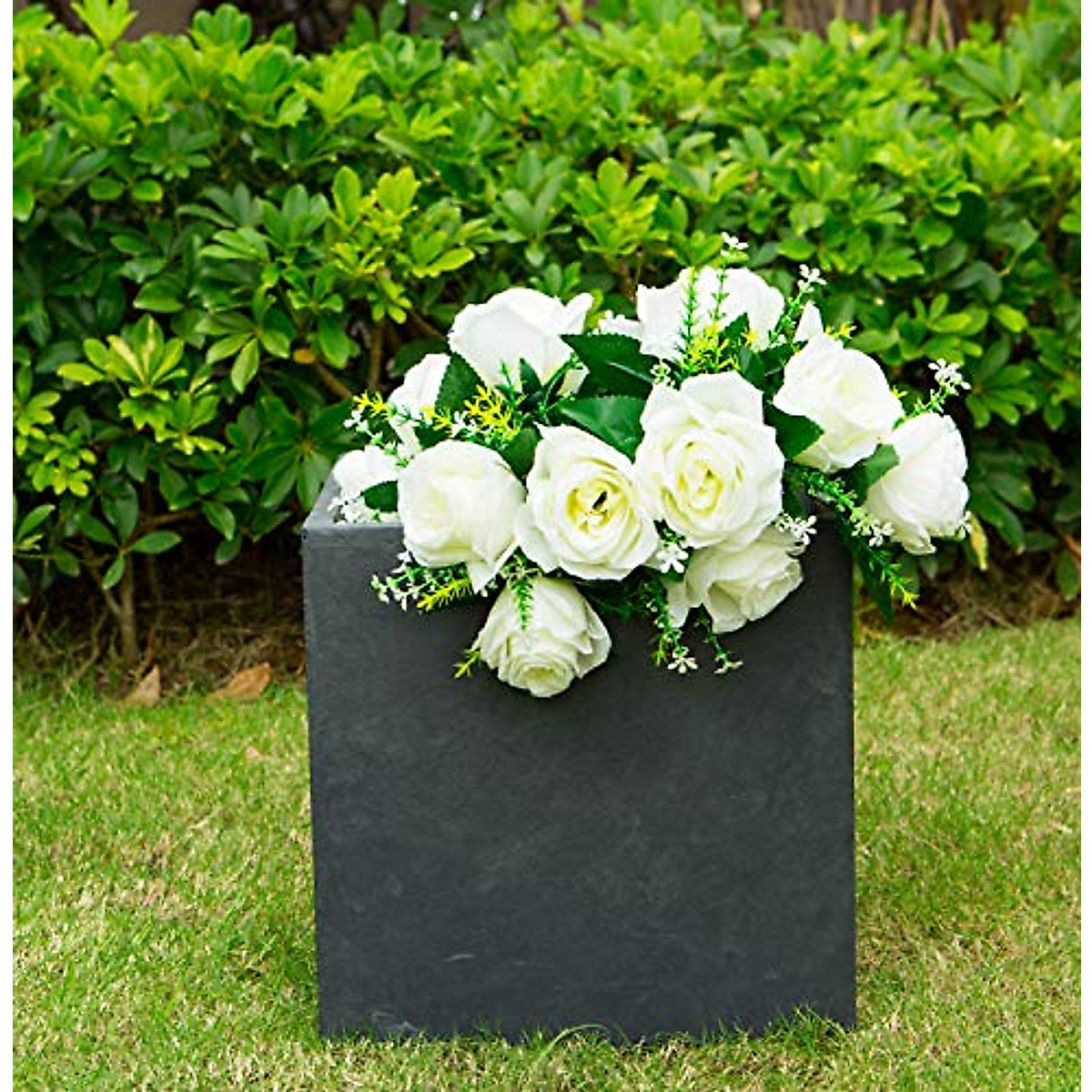 Kante 12" Square Concrete Planters for Outdoor Outdoor Patio Garden, Lightweight Modern Planter Pots Charcoal