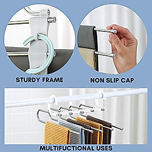 Kumillet Multifunctional Pants Hangers 2 Packs - space saving non slip rack organizer foldable hangers for clothes scarf jeans trousers shorts closet bottom heavy metal multi clothing (White, 6 Hooks)