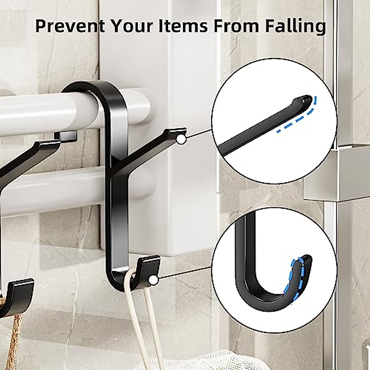 niffgaff 6 Pcs Metal Over The Door Hooks Bathroom Robe Towel Hooks Over Rod Rail Towel Holder, Shower Hooks, Heated Towel Radiator Hook, S Hooks for Rack Shelf Closet Hooks for Hanging, Rustproof