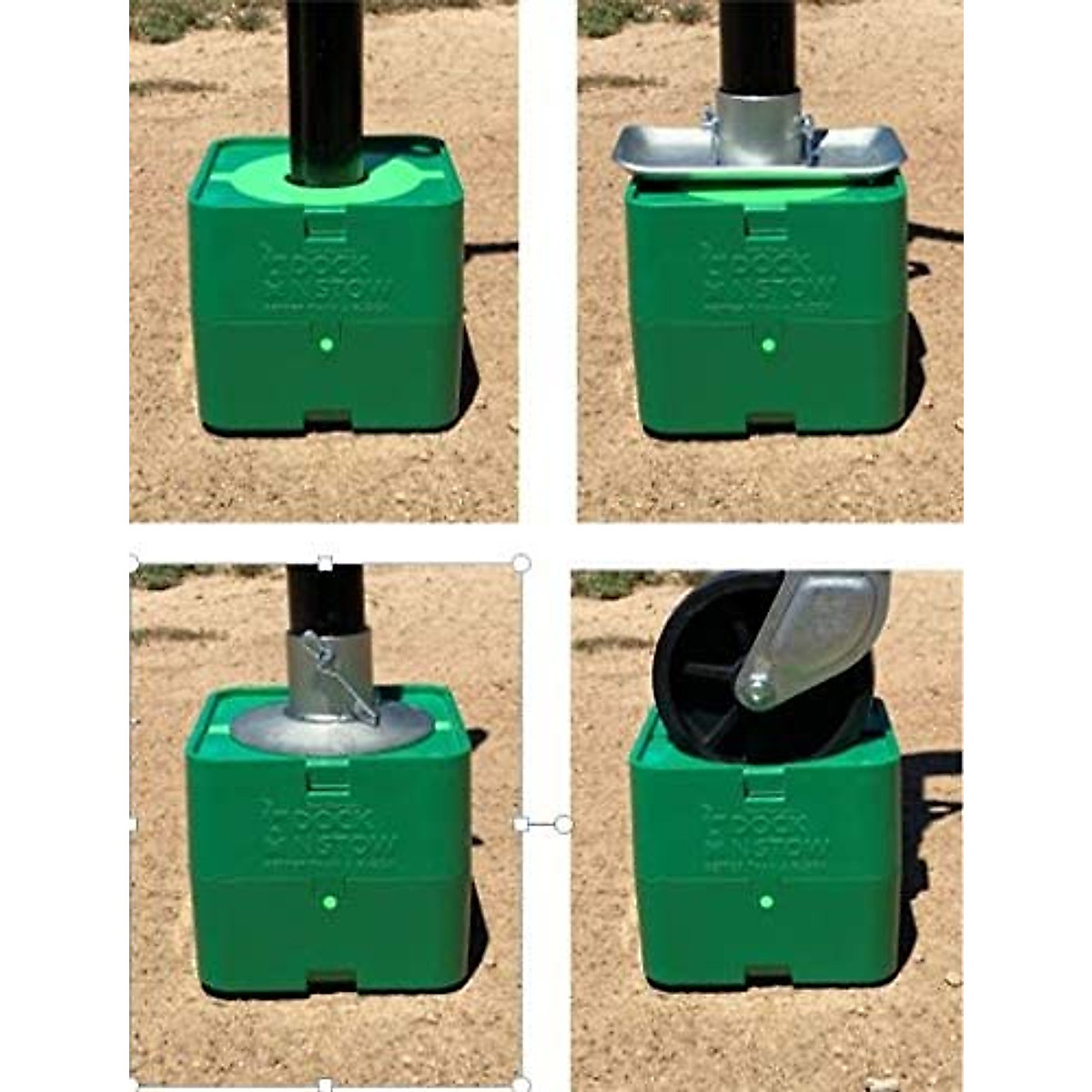 Dock N Stow Trailer Jack Stand, Stabilizer Leveling Block Store on Tongue Frame, Fits Most Jacks, Set Includes Wheel Chocks & Lock, RV Camper, Boat, Pop Up Travel Accessories, Secure w/Bungee, GEN 1B