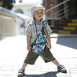 AIOUINBMO Stitch Sling Bag Cartoon Crossbody Sling Backpack Sling Bag Travel Hiking Chest Bag Daypack for Purses Shoulder Bag Gifts for Women Men