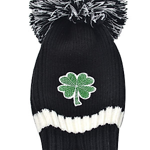 Clover Embroidered Always Lucky Knitted Golf headcovers for 460cc Driver Wood-The Great Wave and Starry Night Golf Ball Aiming Marker