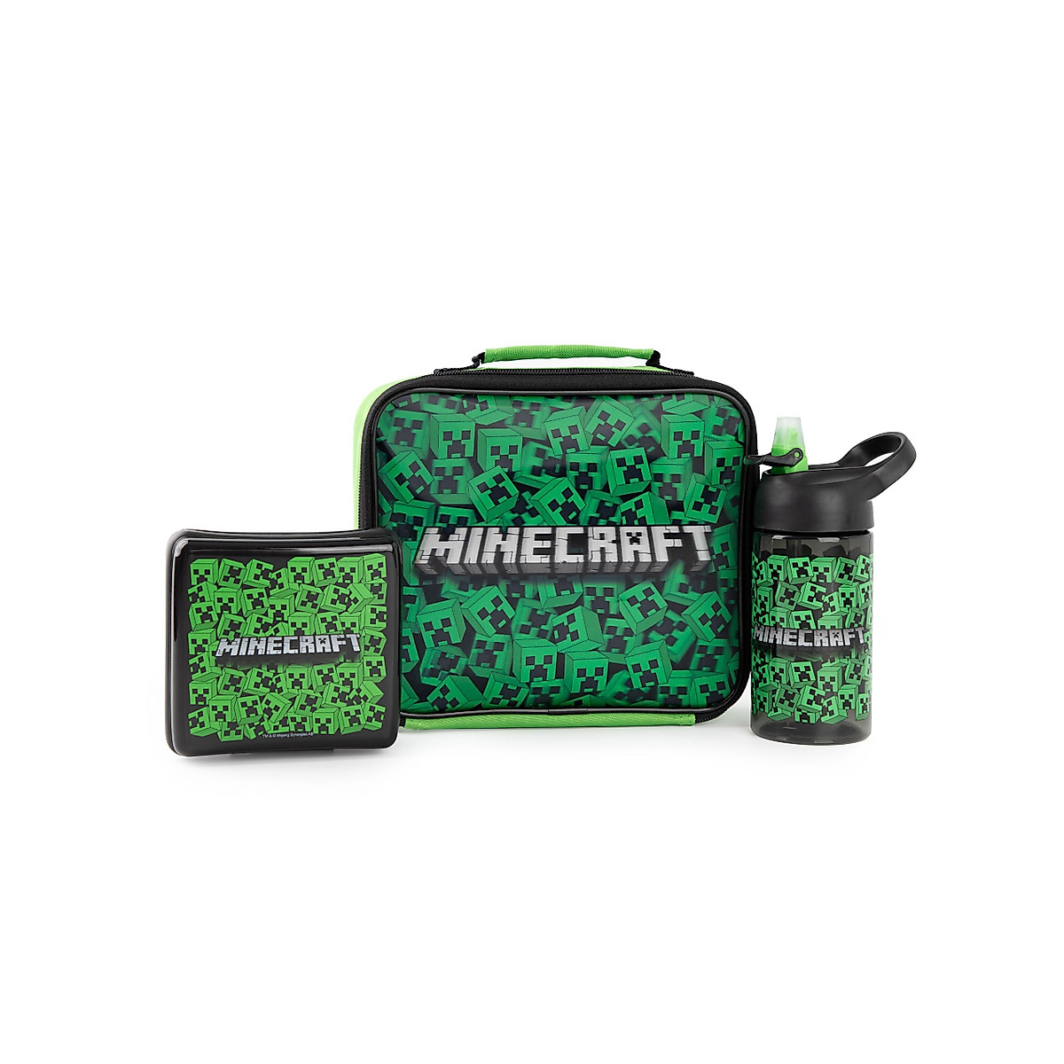 Minecraft Lunch Bag Set Creeper (Lunch Box, Water Bottle, Snack Pot)