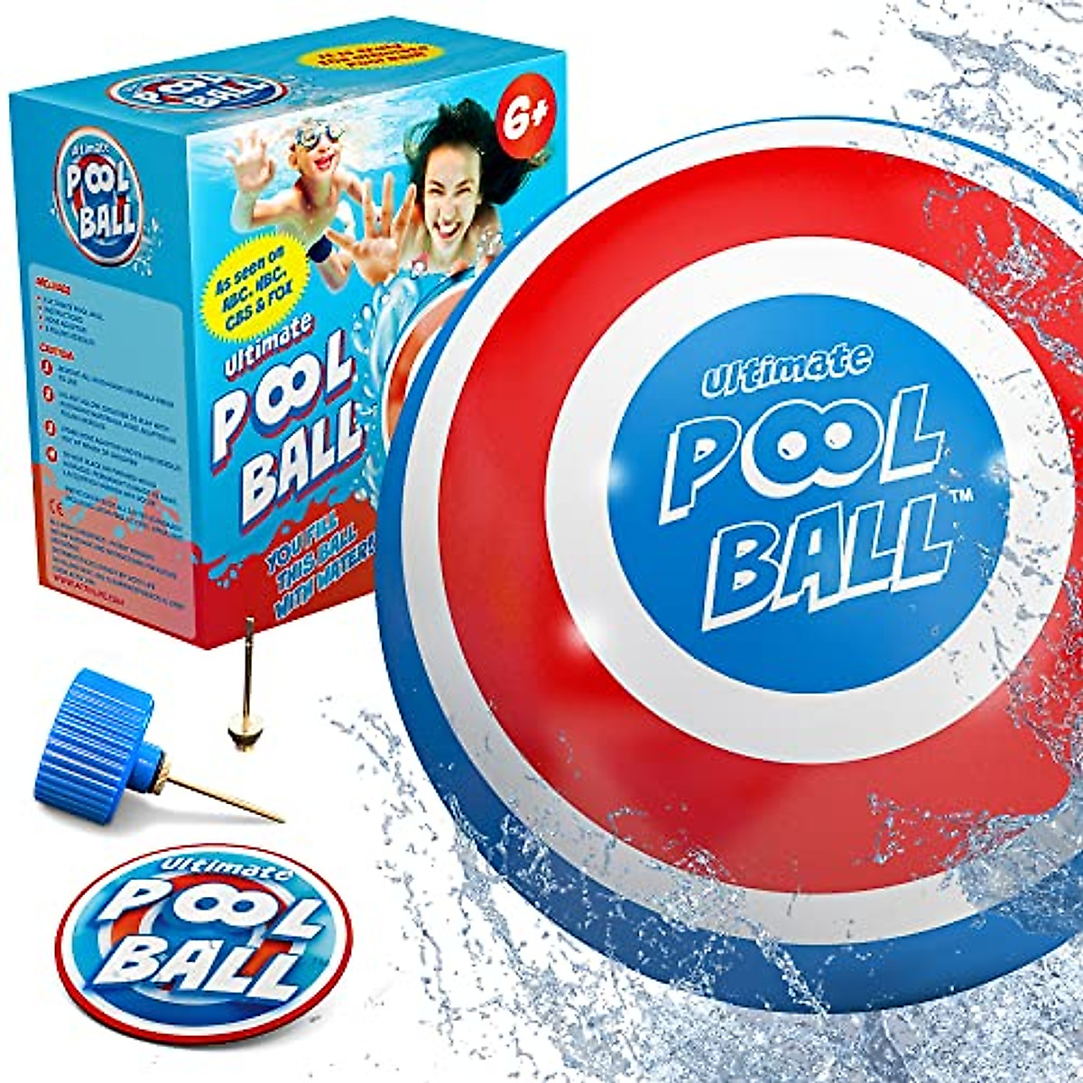 Activ Life Ultimate Pool Ball (Blue & Red) 6" Diameter, Water Ball for Swimming Pools and Games, Pool Ball and Pool Toy for Kids, Easter Basket Stuffer Gift for Kids