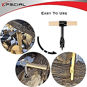 XPECIAL Survival Settlers Tool Set, Bushcraft Hand Auger Wrench with Pocket Chainsaw, Bushcraft Gear and Equipment Scotch Eye Wood Drill Peg and Manual Hole Maker Multitool for Camping, Bushcrafting